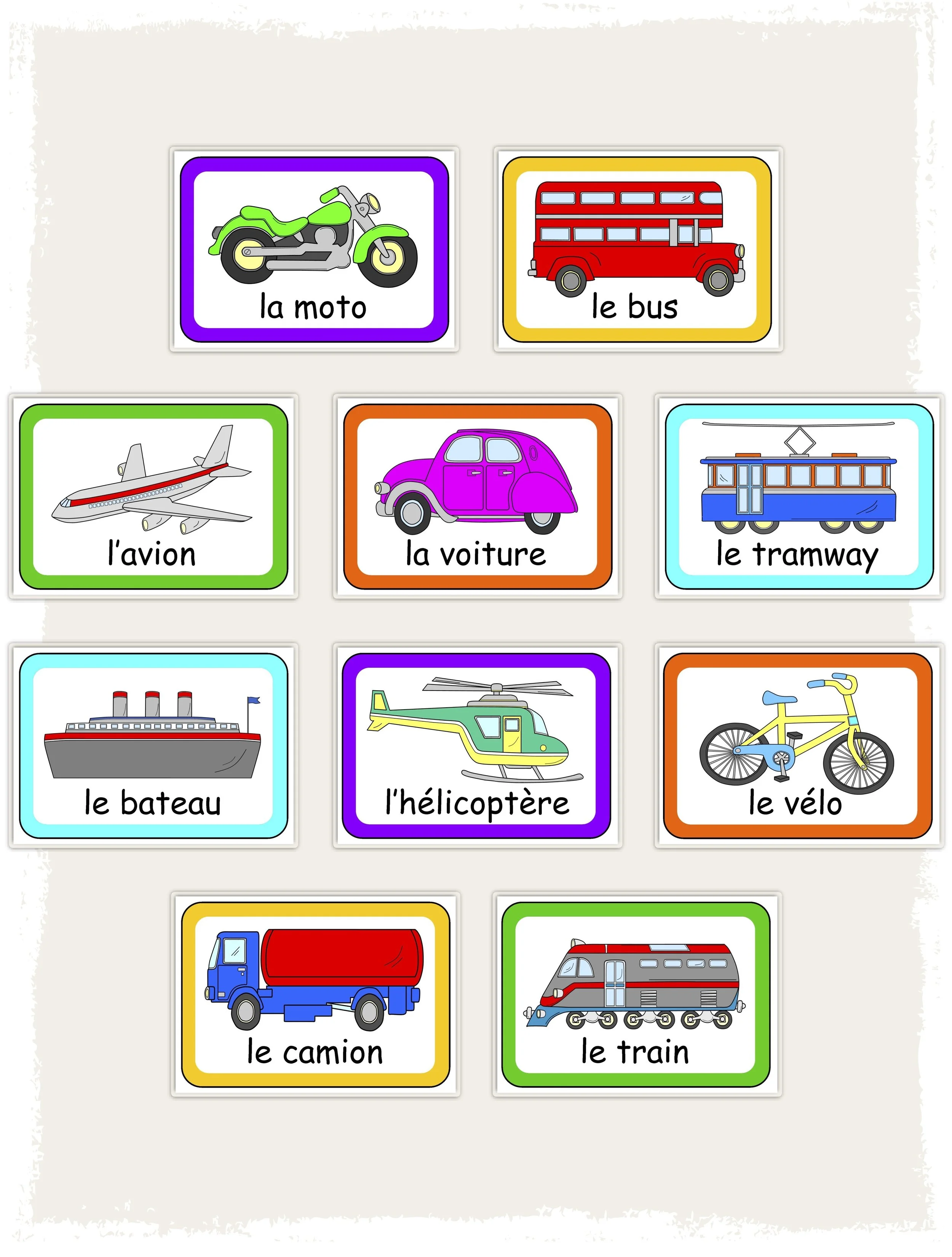 French Transport Flashcards — working walls