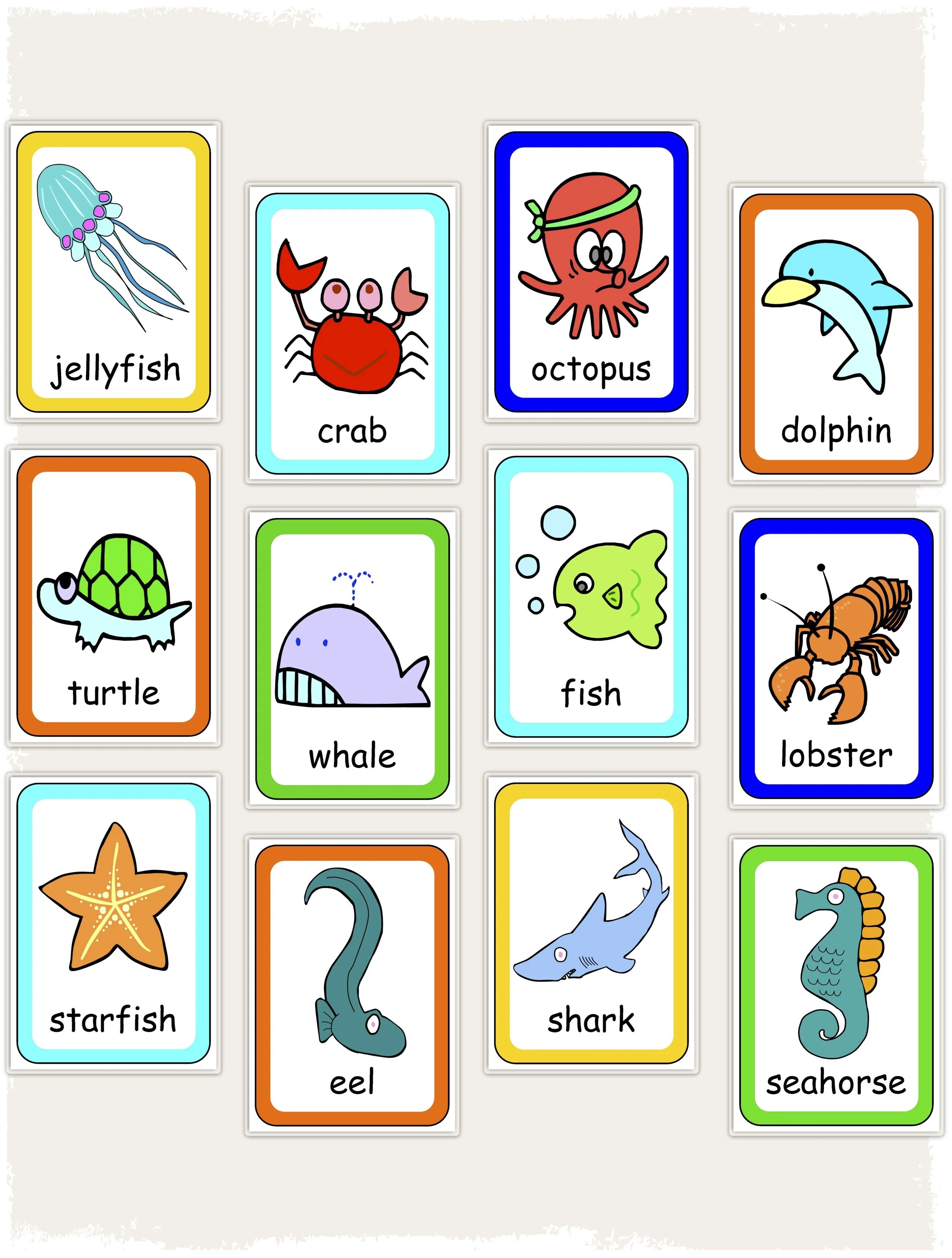 Under The Sea Flashcards — working walls