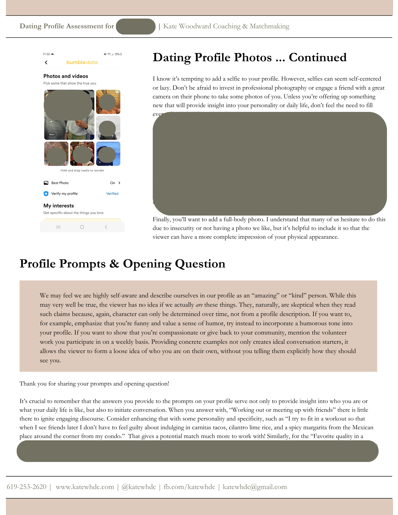 Dating Profile Assessment Example — Harrington Matchmaking