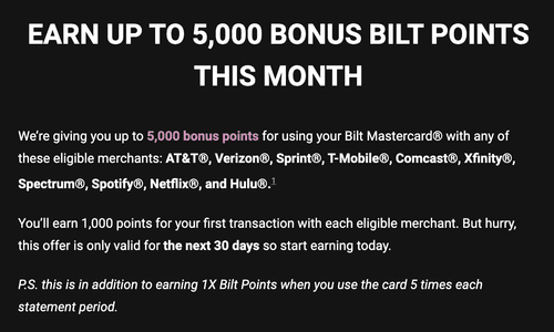 5,000 Easy Bilt Points (Targeted Offer) — Lazy Points