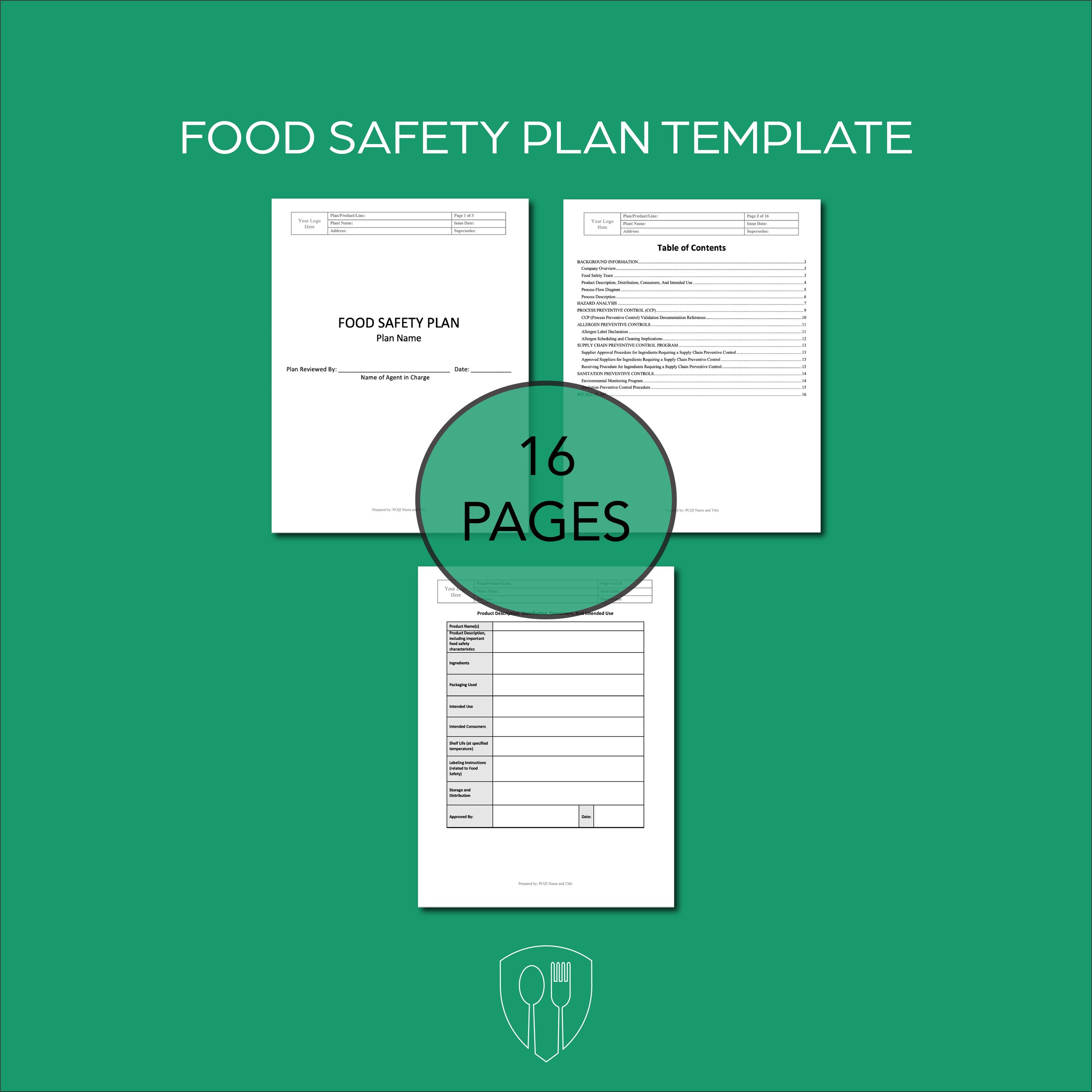 Blank Hazard Analysis Form for Preventive Controls — Freshield Food Safety