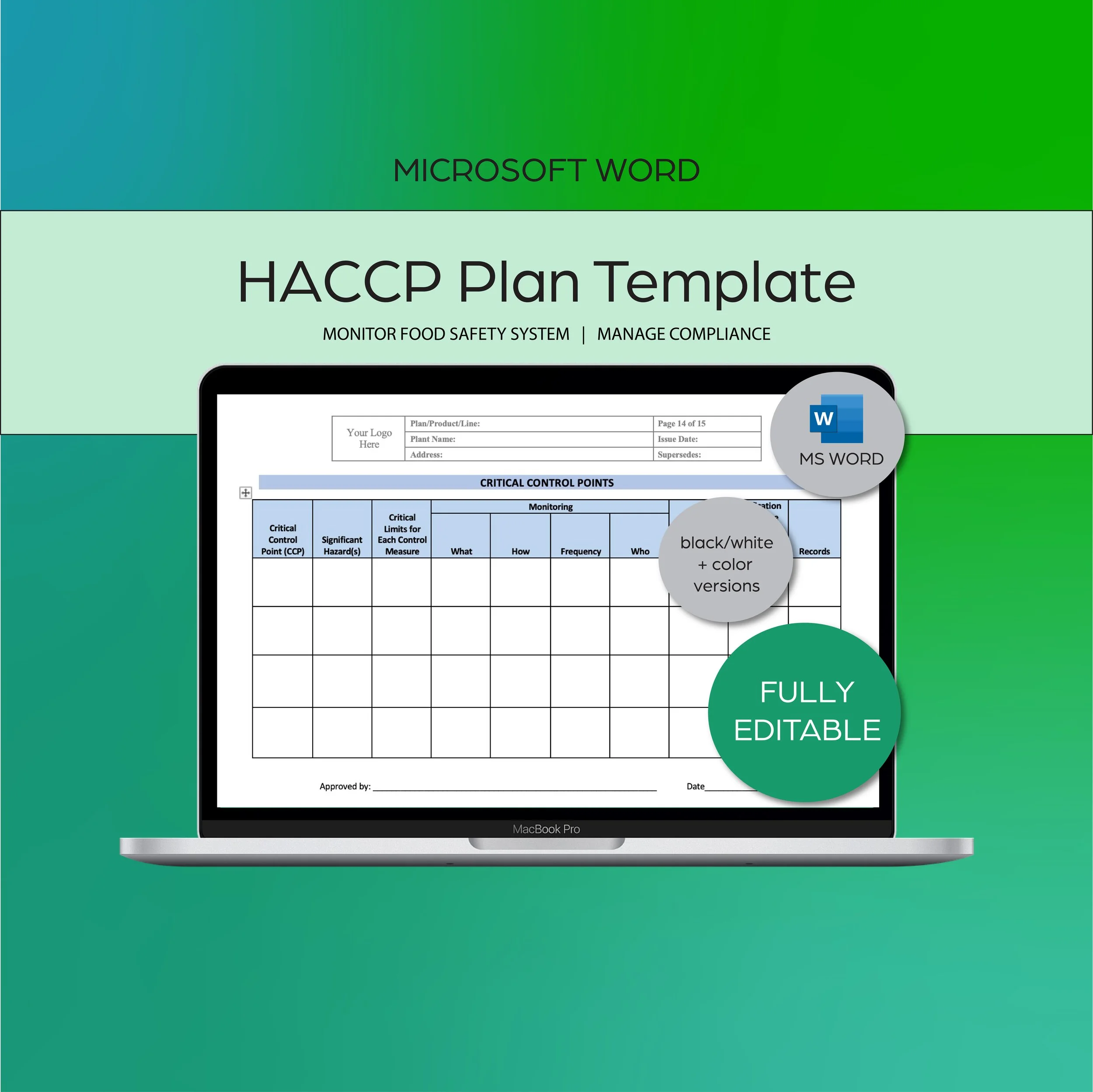 HACCP Plan Template with Instructions — Freshield Food Safety