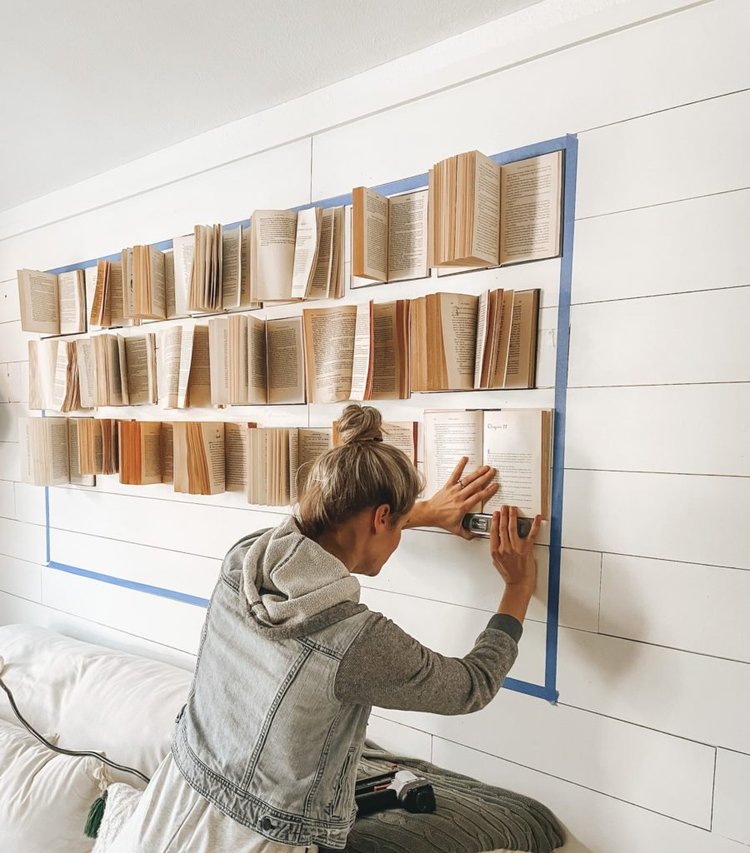 Make a Big Impact on a Budget - Painted Book Wall — The Simply Distressed