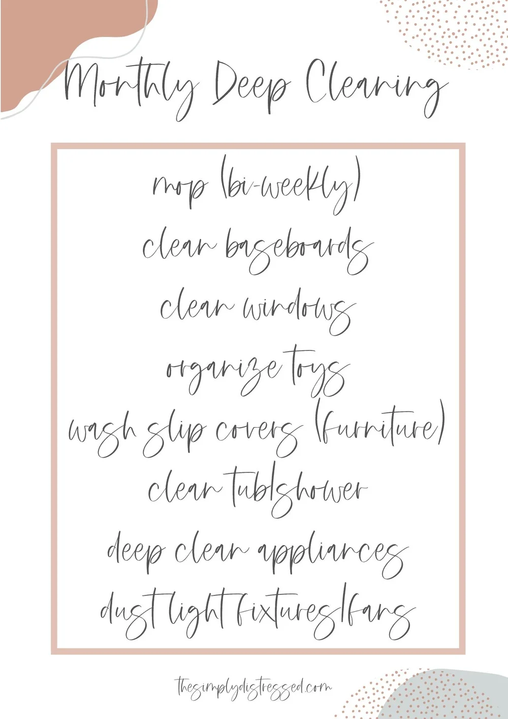 Easy And Realistic Weekly Cleaning Schedule With Awesome Printable ...