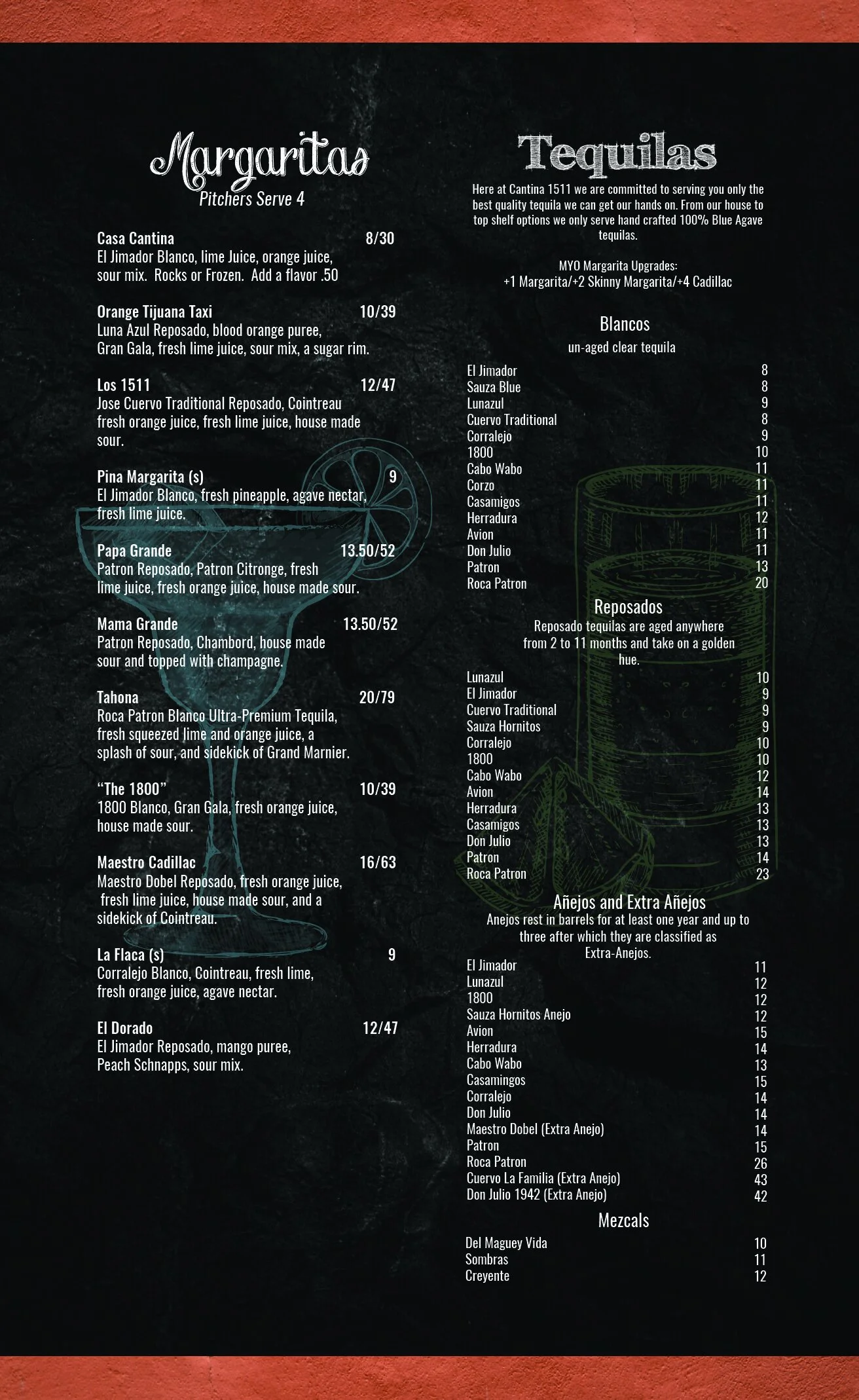 Pub Drink Menu