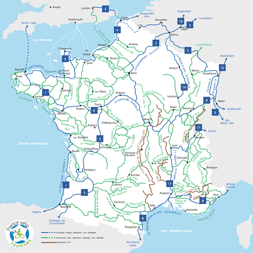 Carte des véloroutes de France
