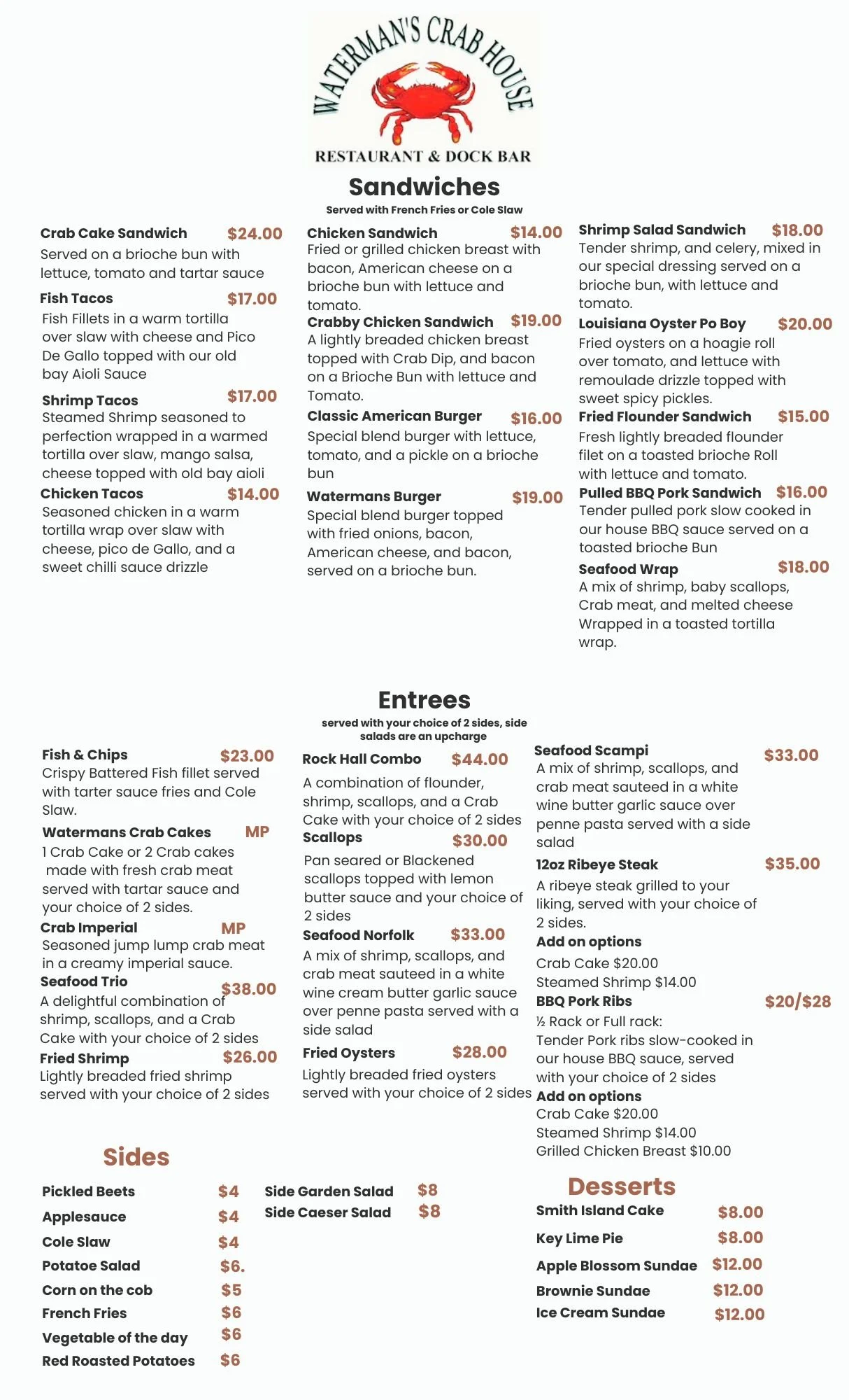 Menu 1 — WATERMAN'S CRAB HOUSE