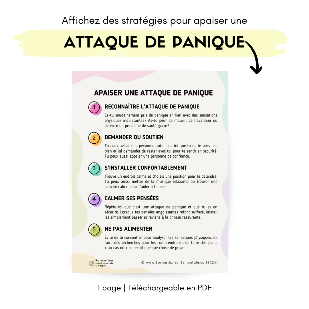 Affiche « Apaiser une attaque de panique » — Formation santé mentale ...