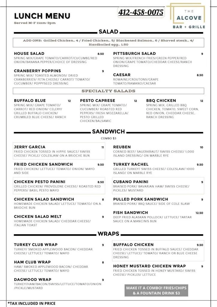 Menu — The Alcove