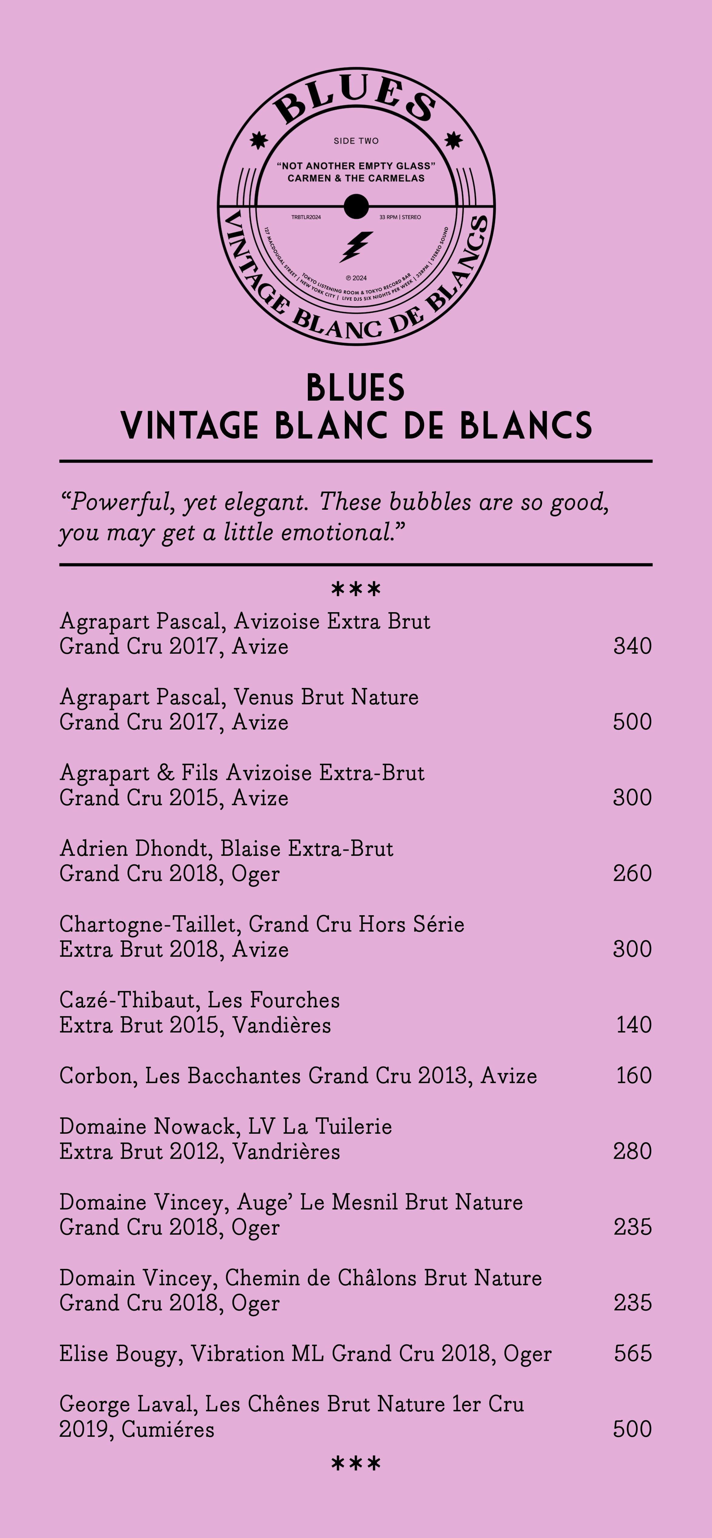 TRB Menu — Tokyo Record Bar & Tokyo Listening Room