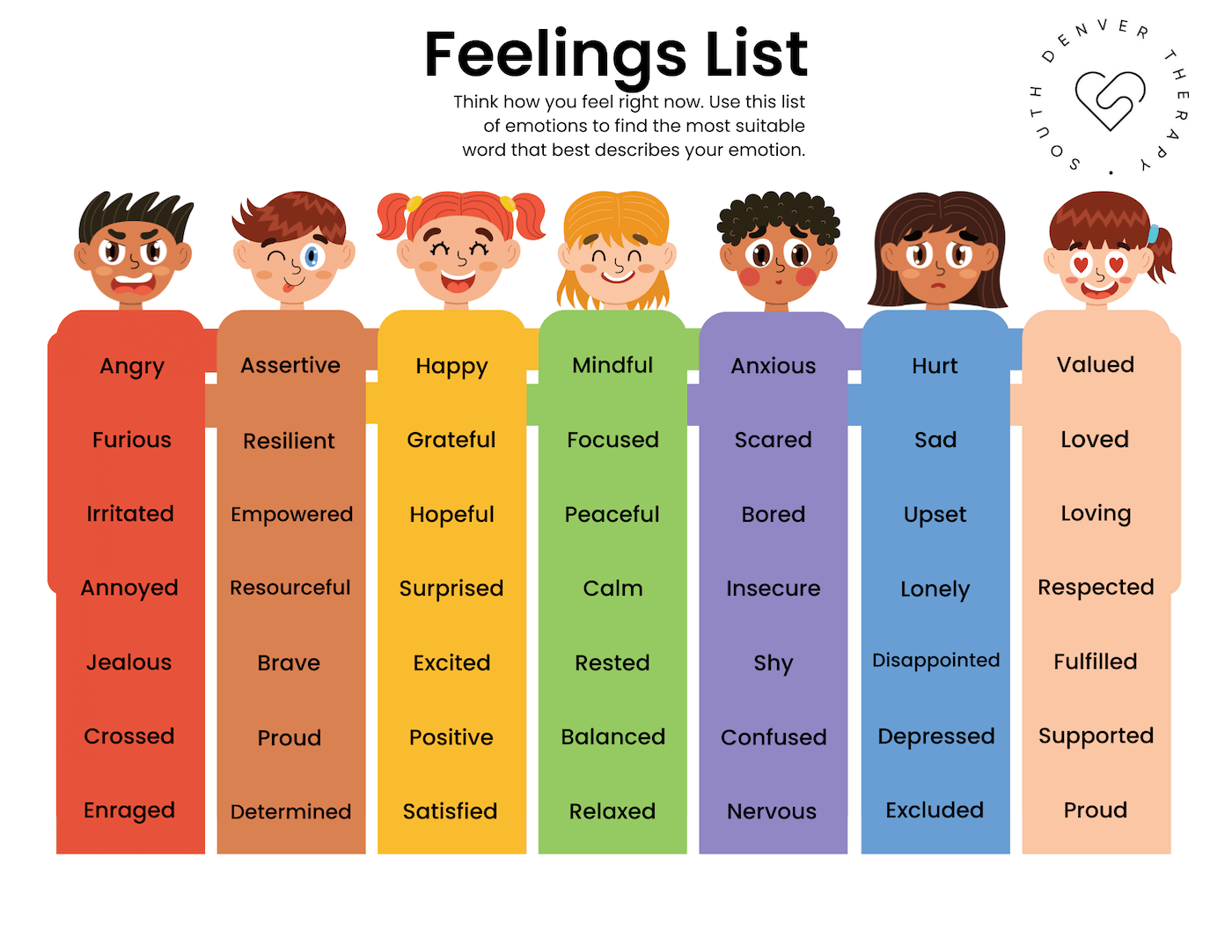 Complete Feelings List: 270+ Emotions Chart & PDF (2025) — South Denver ...