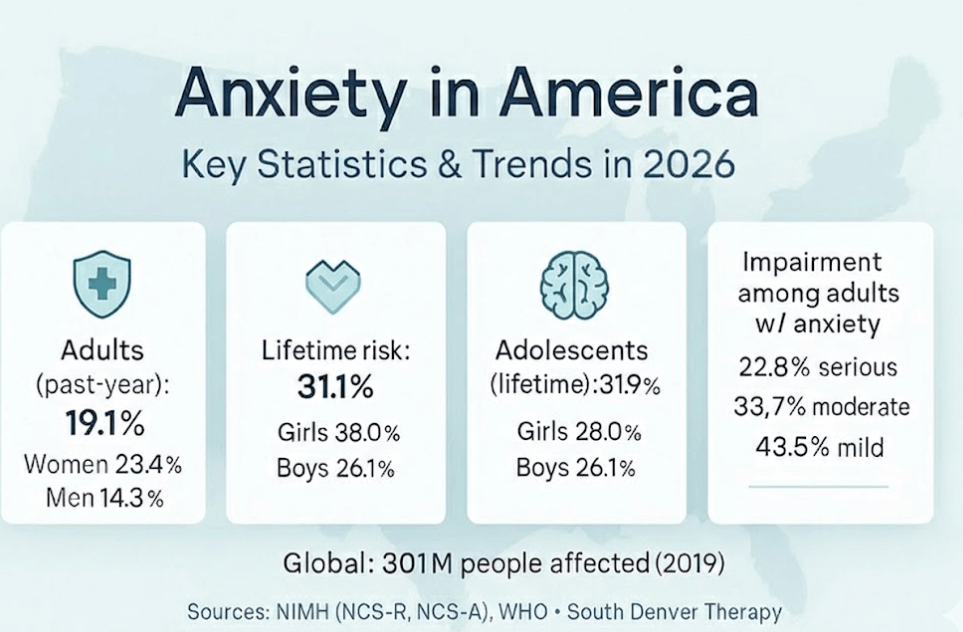 Anxiety in America: 2026 Statistics & Trends — South Denver Therapy