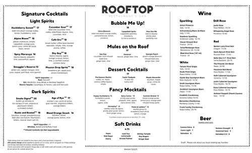 Menu 1 — The Rooftop | Restaurant & Bar