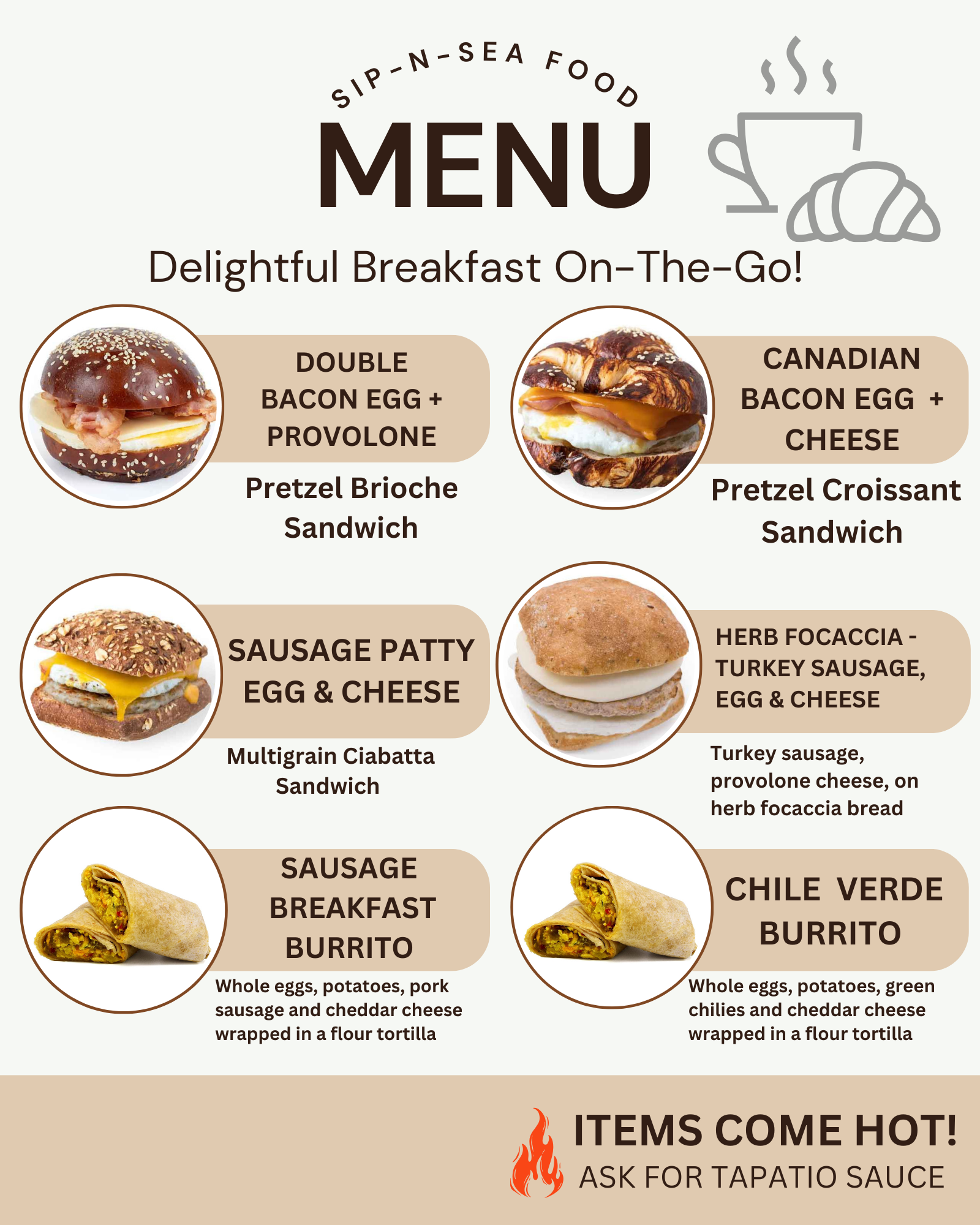 Sip-N-Sea Menu - Coffee, Smoothies, Açaí Bowls, Sandwiches, and Boba ...