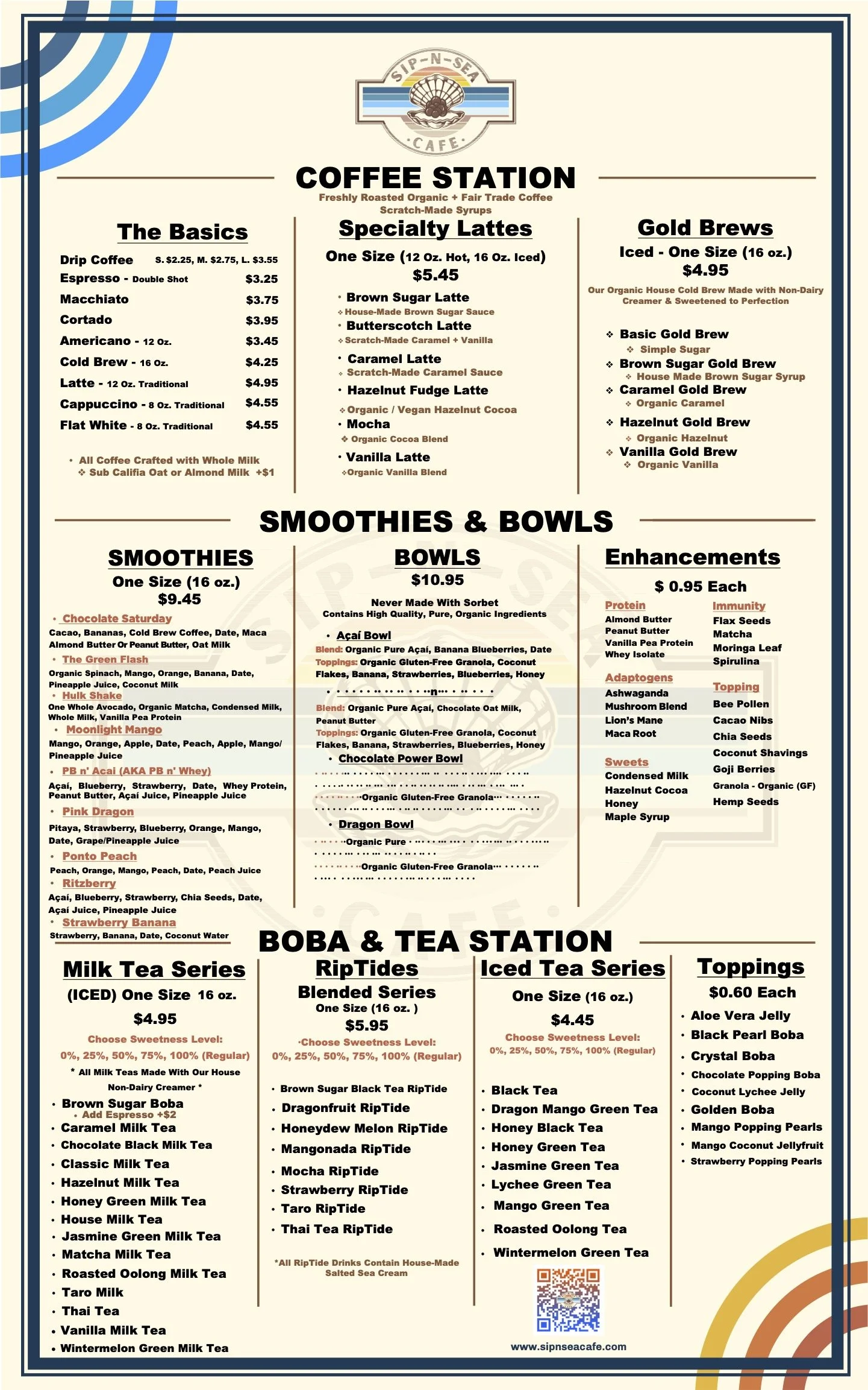 Our Menu — Sip-N-Sea Cafe