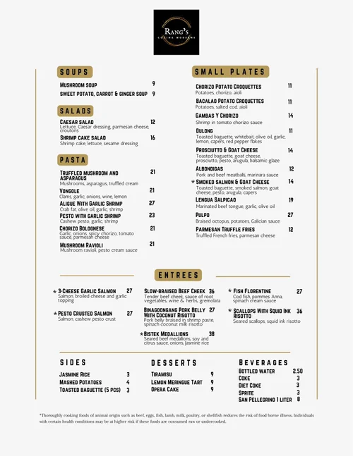 MENU — RANG'S COCINA