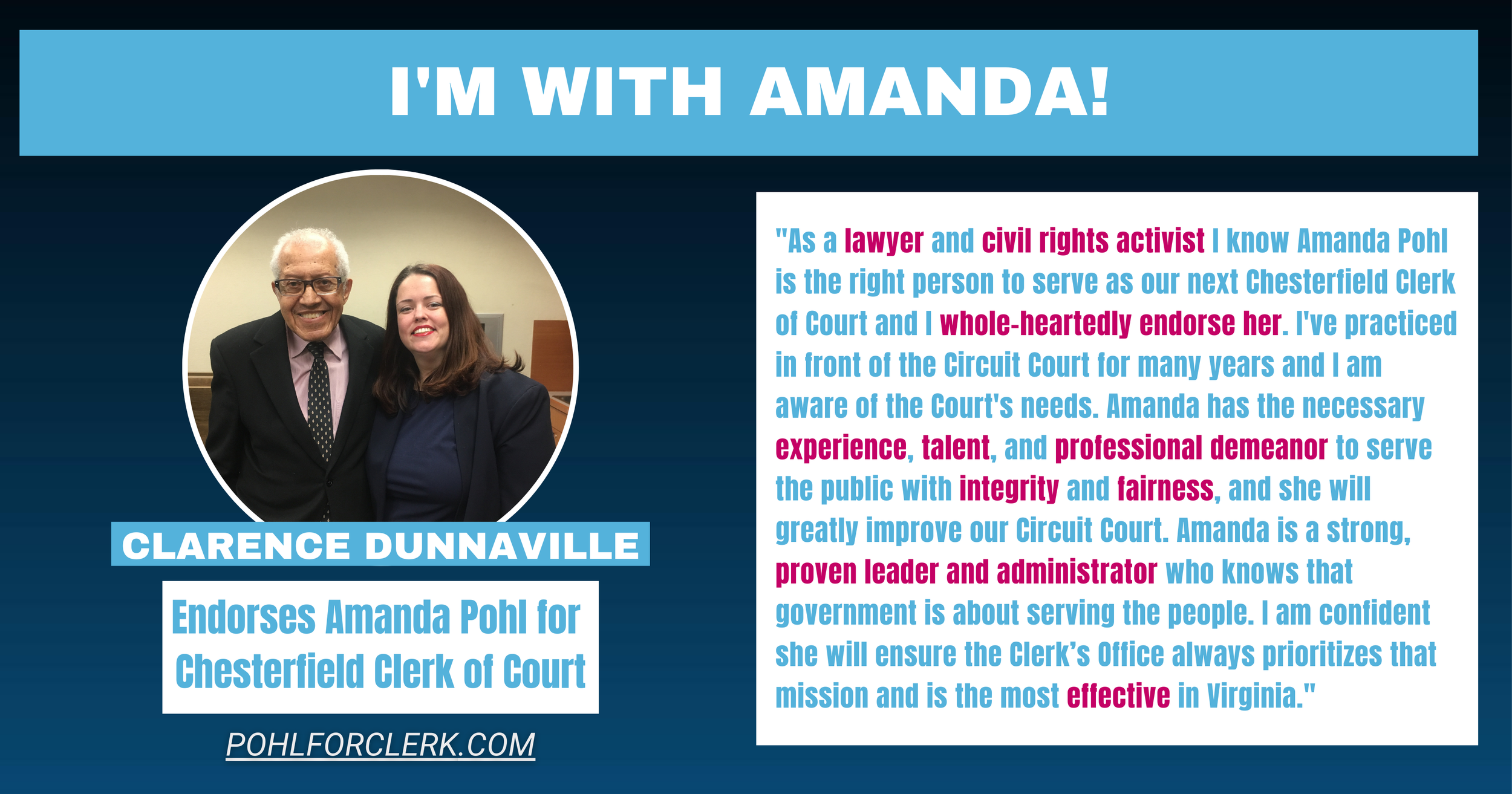 Clarence Dunnaville — Pohl for Clerk in Chesterfield