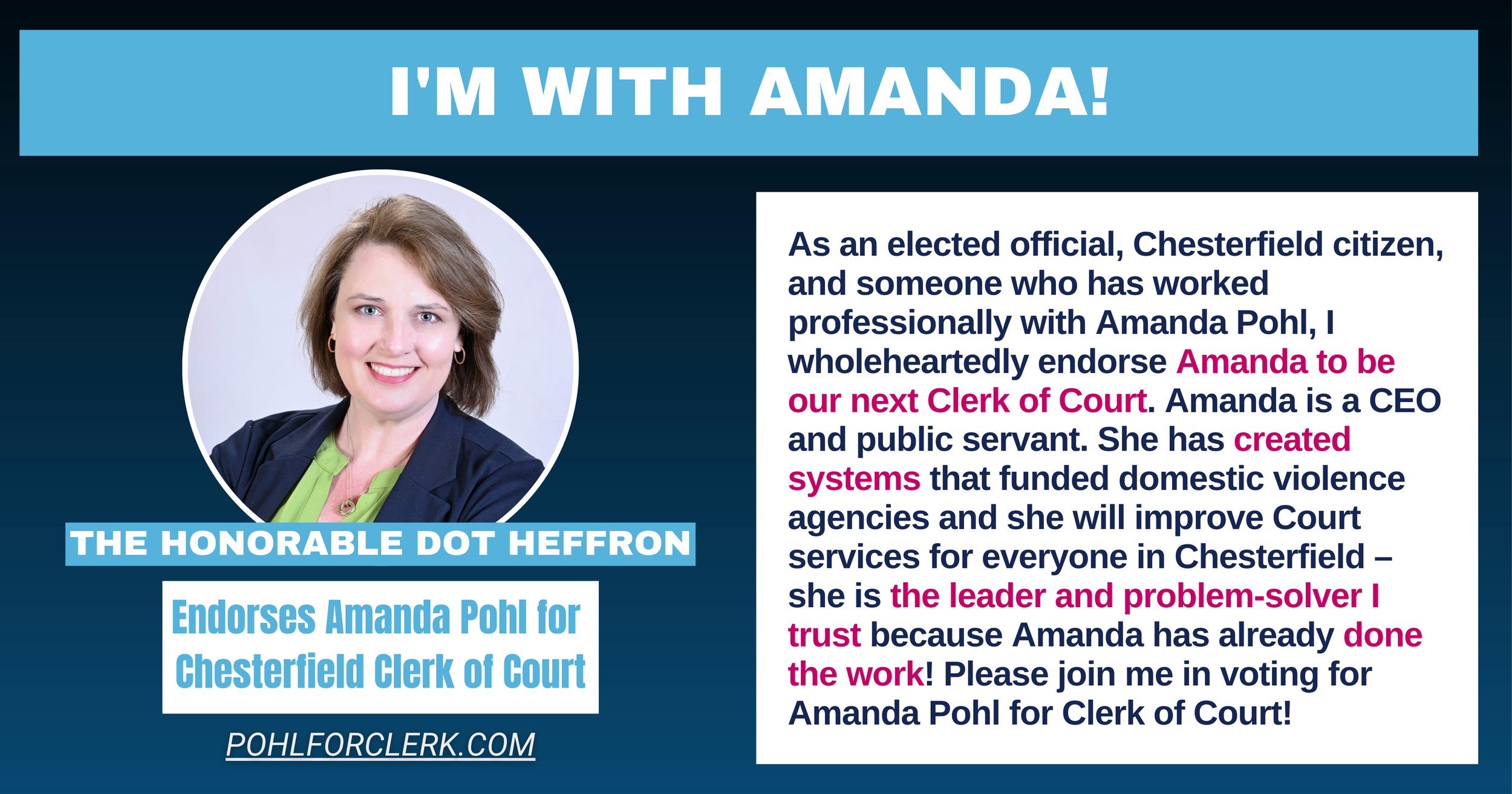 School Board Member Dot Heffron — Pohl for Clerk in Chesterfield