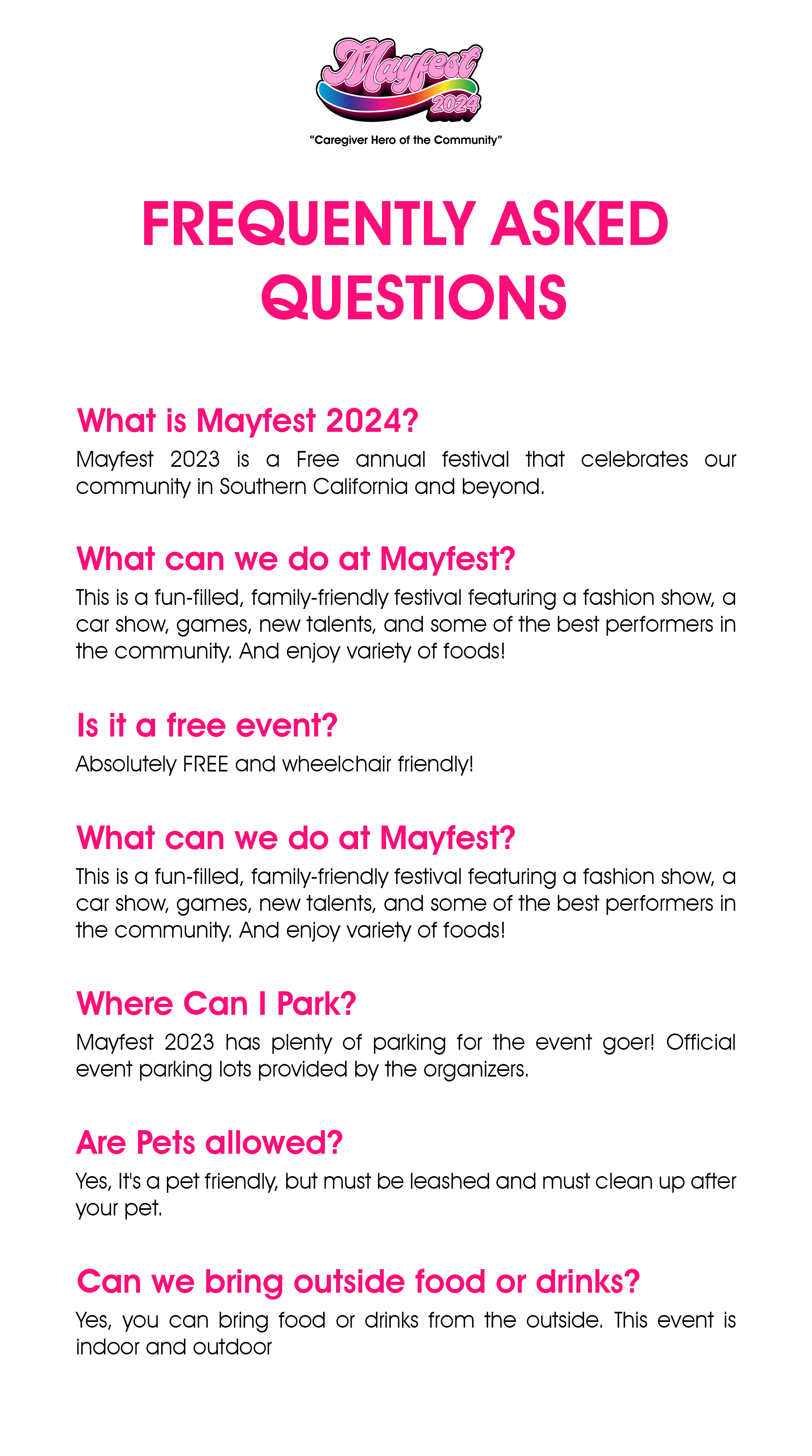 FAQs — MAYFEST 2024