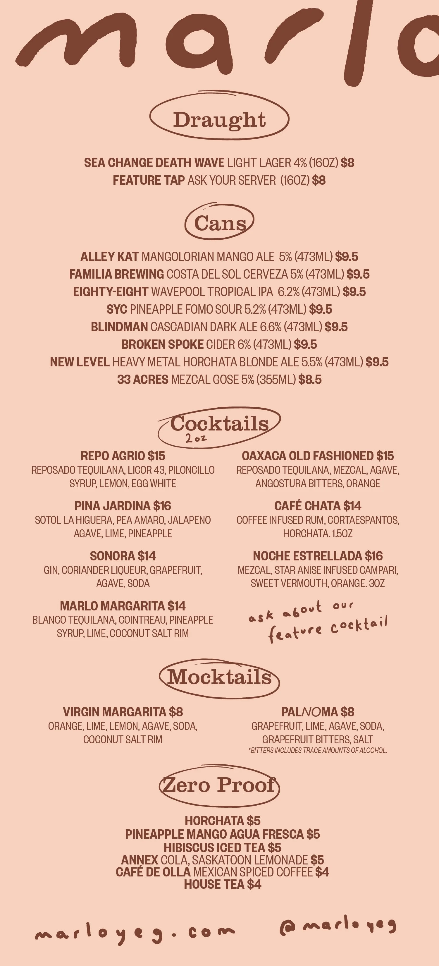 Menu — marlo tacos