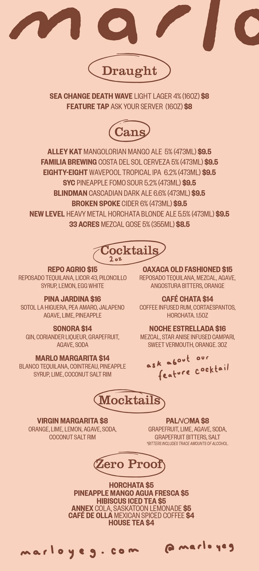 Menu — marlo tacos