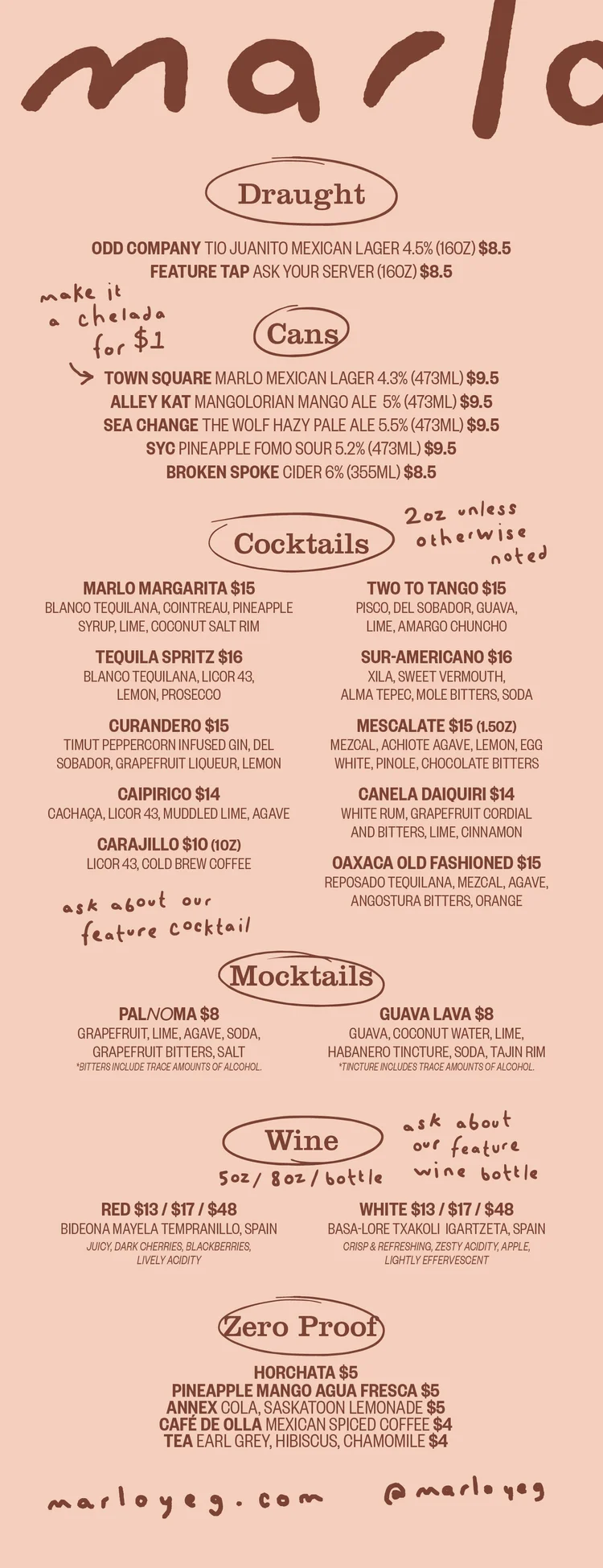 Menu — marlo tacos