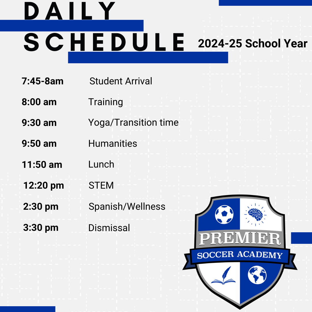 Schedule and Calendar — Premier Soccer Academy
