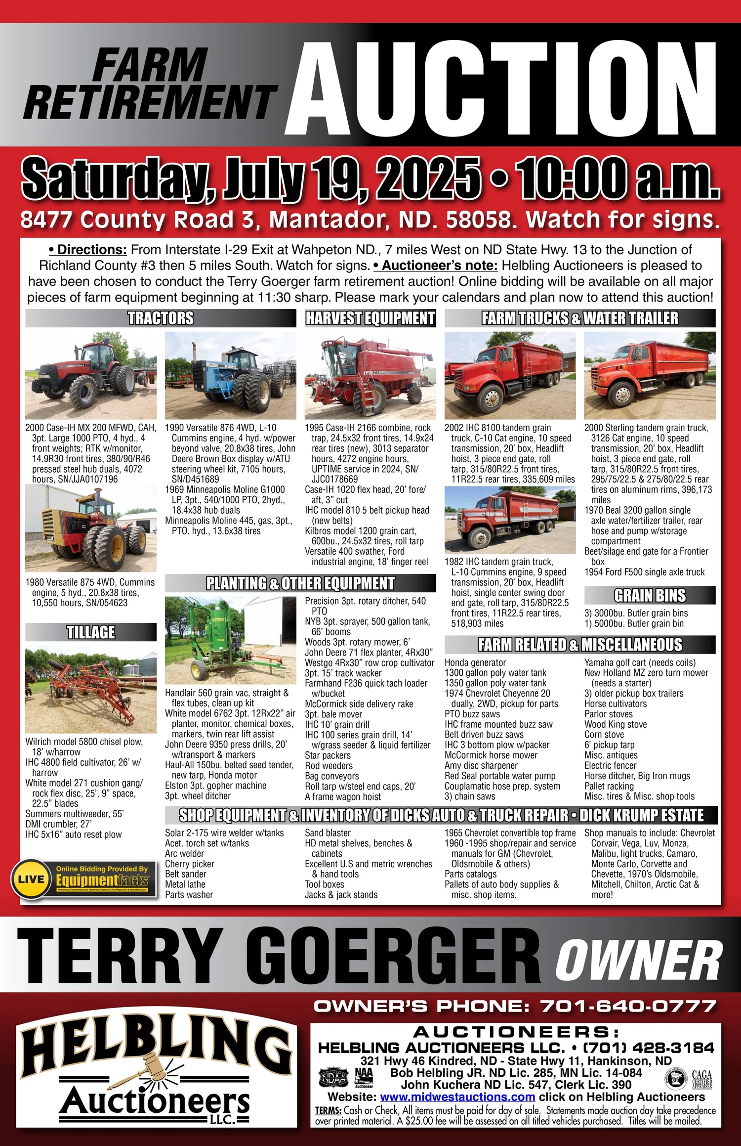 Terry Goerger Farm Retirement Auction — Helbling Auctioneers, LLC