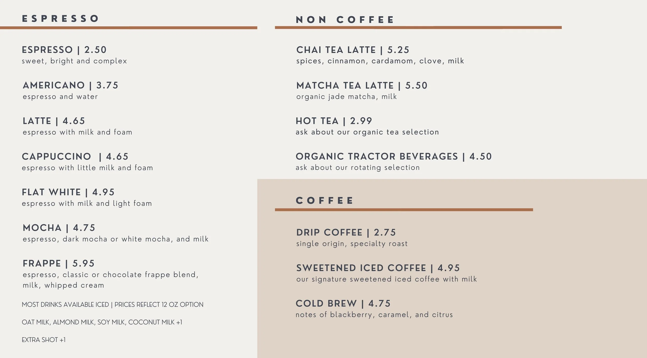 Menu — Stella's Coffee Bar