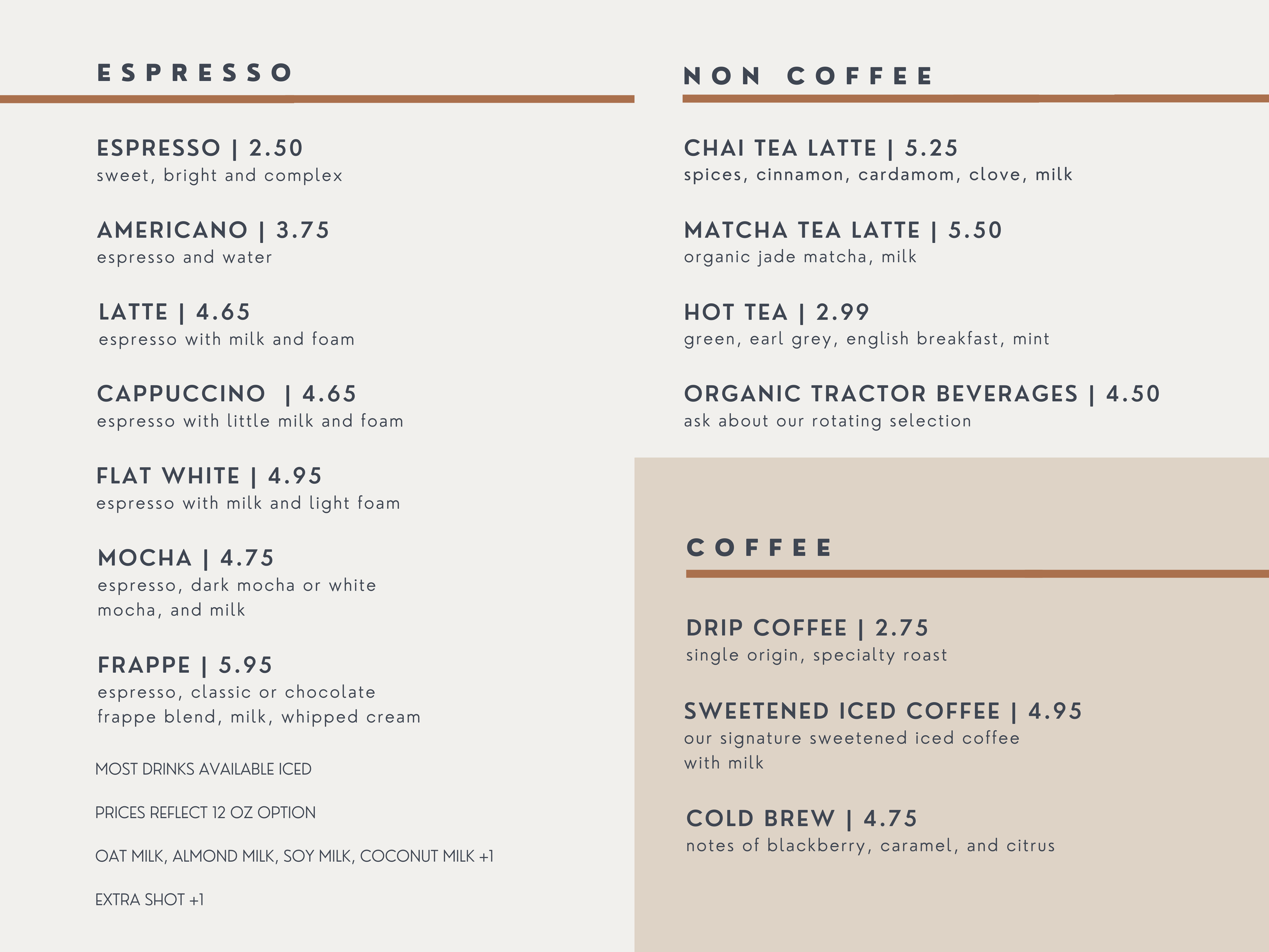 Menu — Stella's Coffee Bar