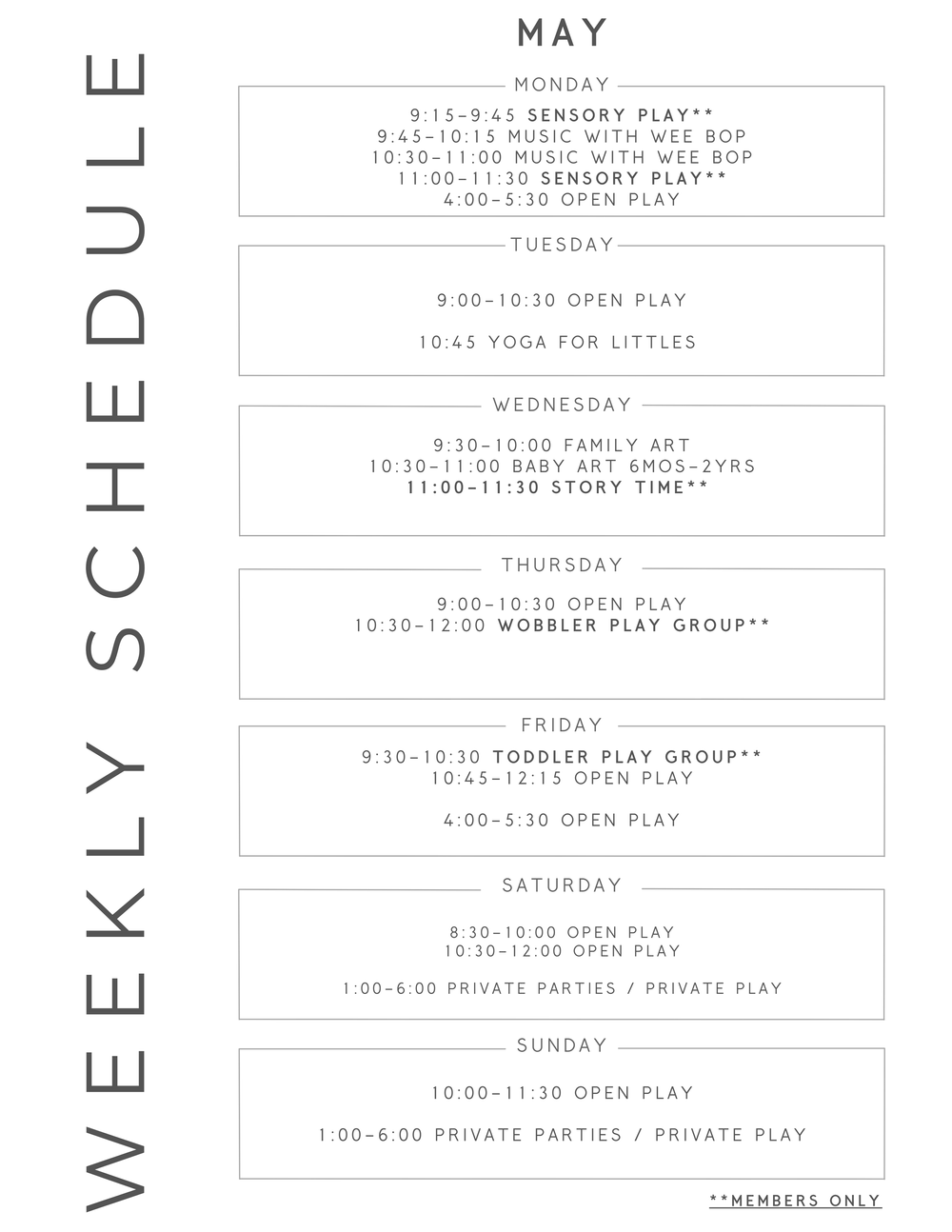 SCHEDULE — The Play Group