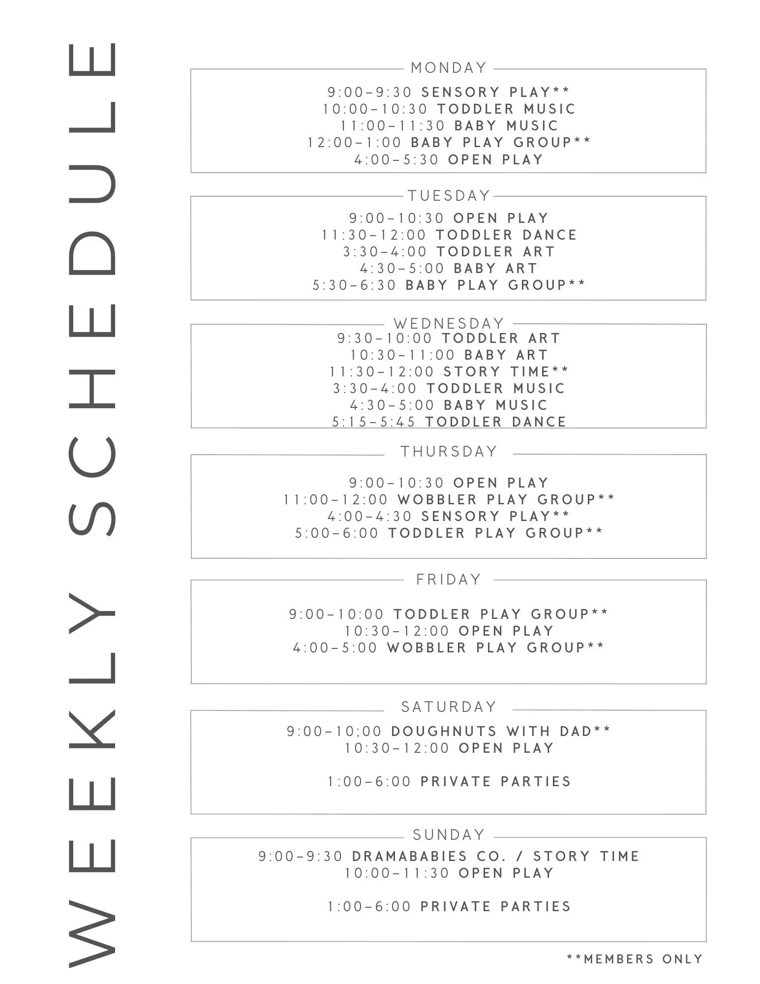 FALL SCHEDULE — The Play Group