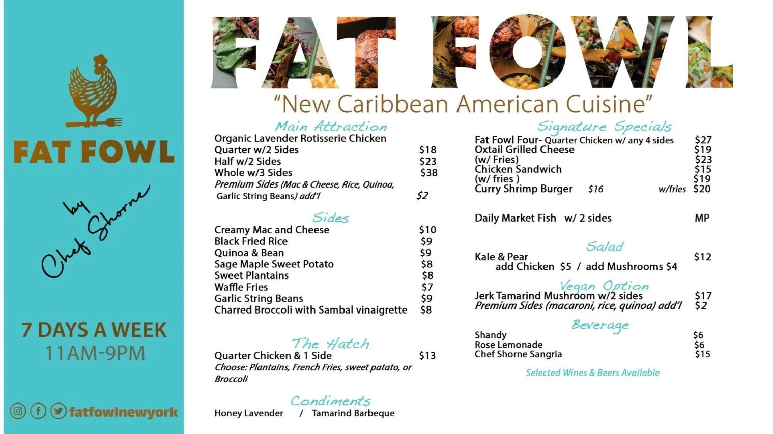 Fat Fowl's Menu — Fat Fowl