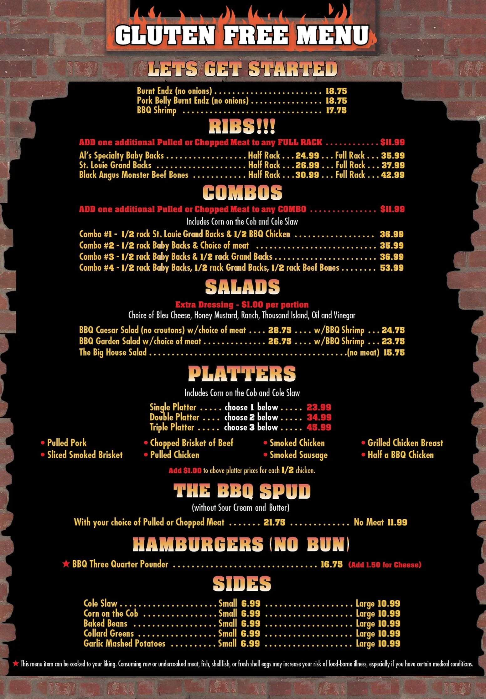 Smokin' Al's® Gluten Free BBQ Menu — Smokin' Al's® Famous BBQ Joint