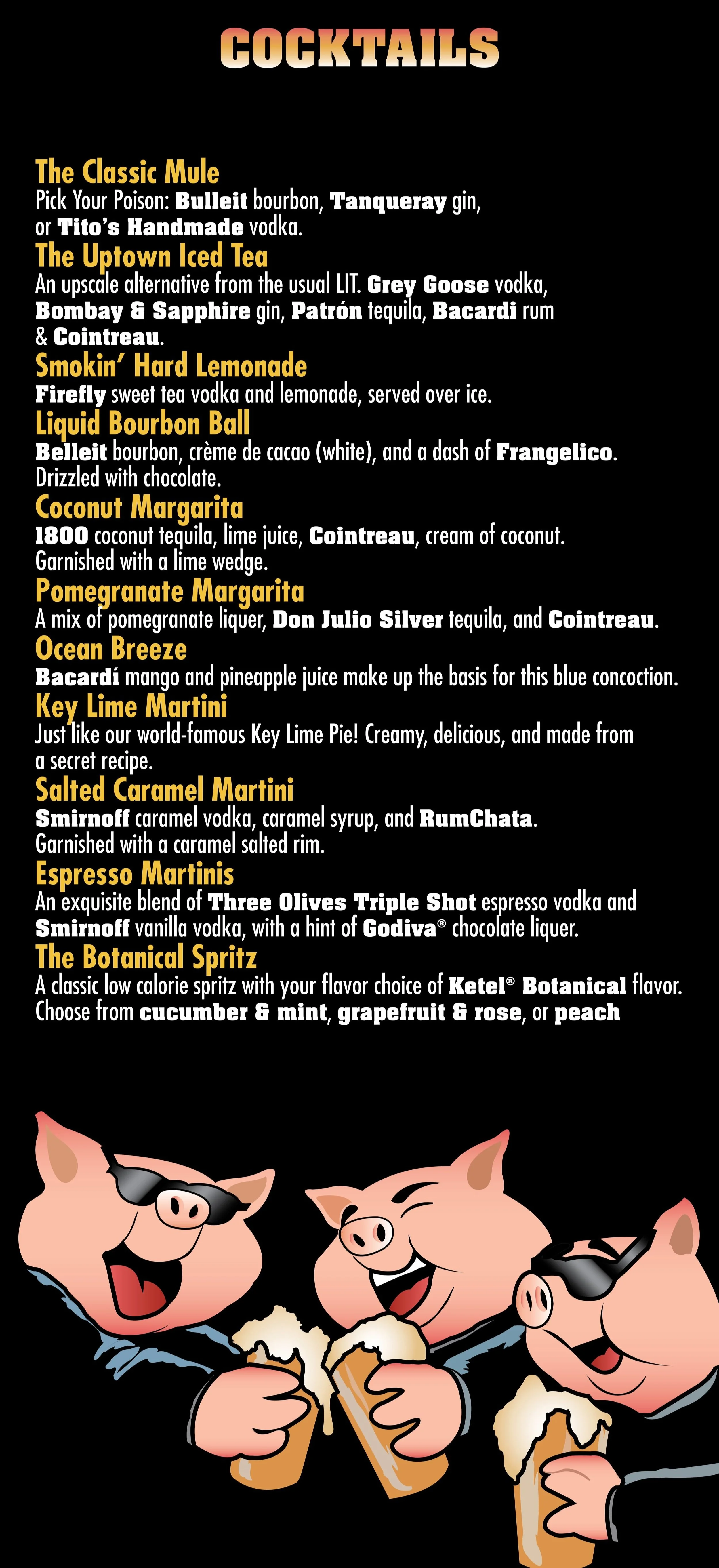 Smokin' Al's® Cocktails Menu — Smokin' Al's® Famous BBQ Joint