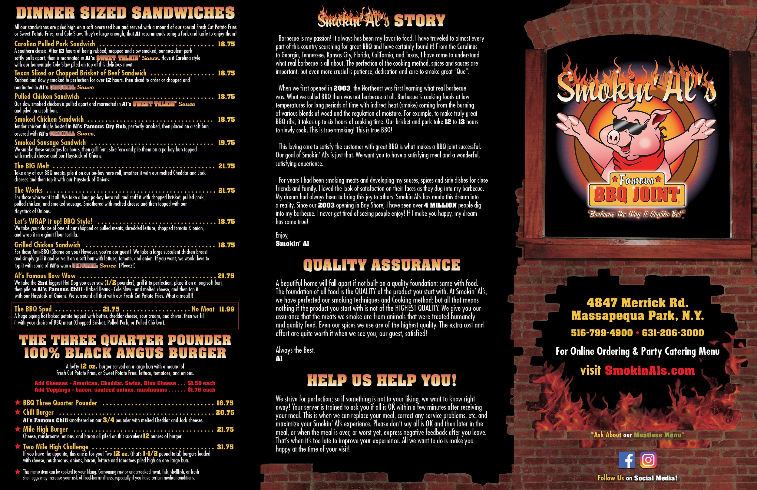 Smokin' Al's Standard BBQ Menu — Smokin' Al's® Famous BBQ Joint