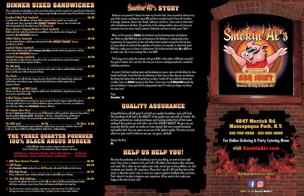 Smokin' Al's Standard BBQ Menu — Smokin' Al's® Famous BBQ Joint