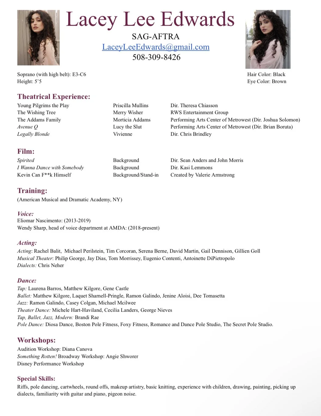 Headshots & Resume — Lacey Lee Edwards