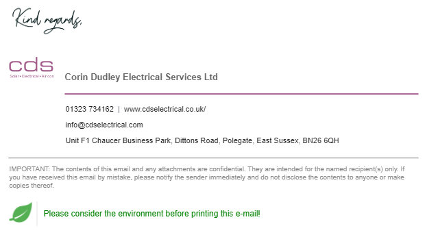 CRM Signature — CDS Electrical