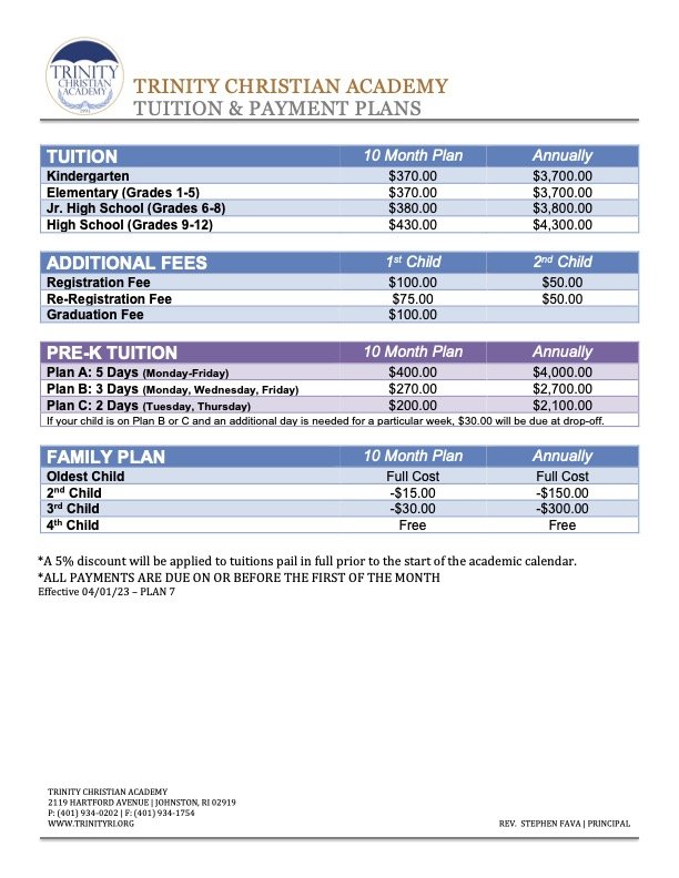 Tuition — TRINITY ASSEMBLY OF GOD