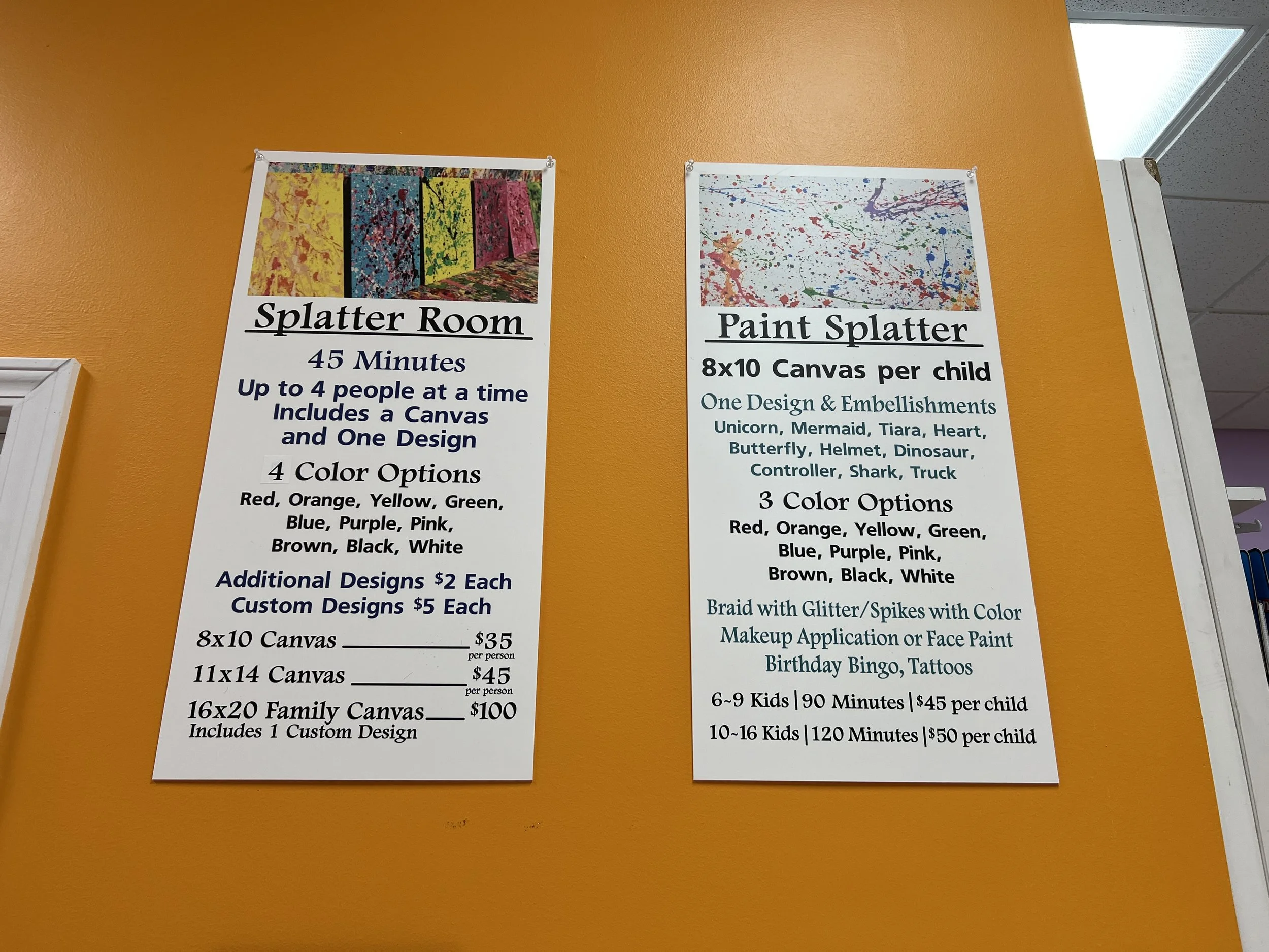 Splatter Paint room at Cuts N Curls For Boys & Girls — CLE With Kids