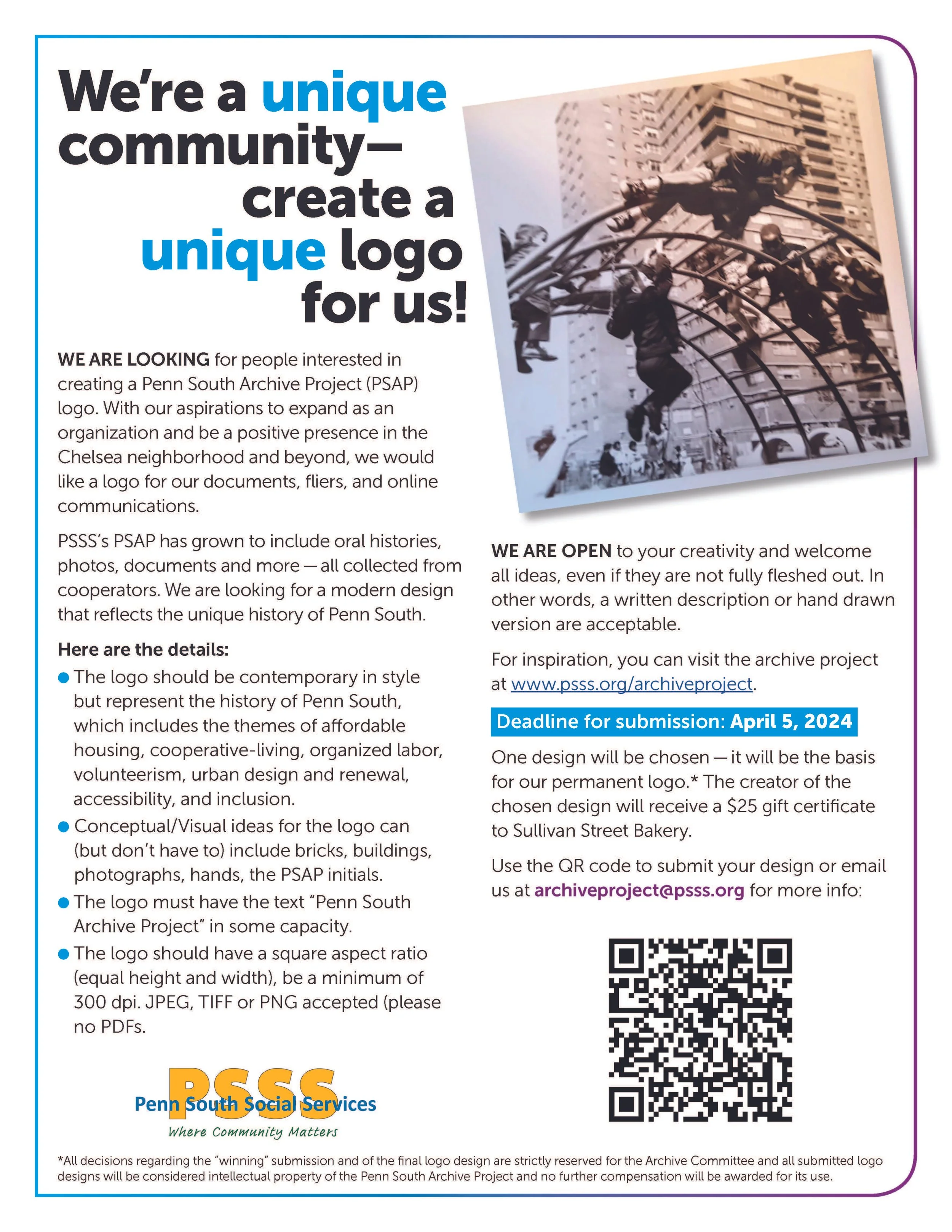 Penn South Archive Project Logo Design Contest Flyer (2024) — Penn ...