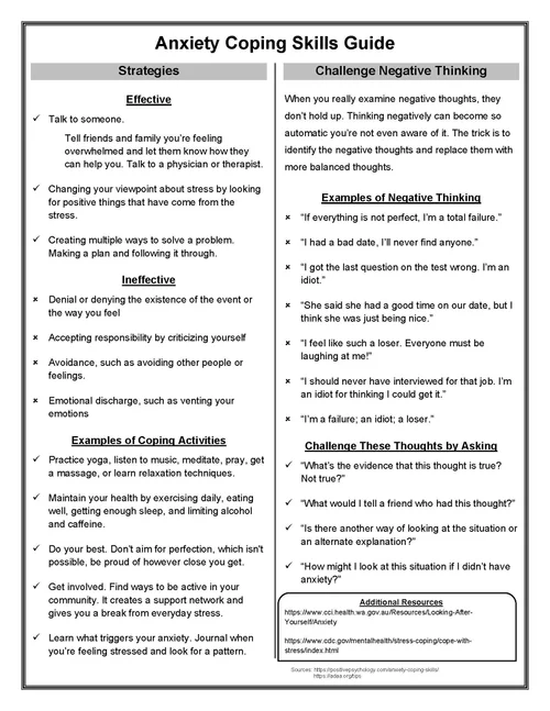 Coping Skills Guides — Counseling Café