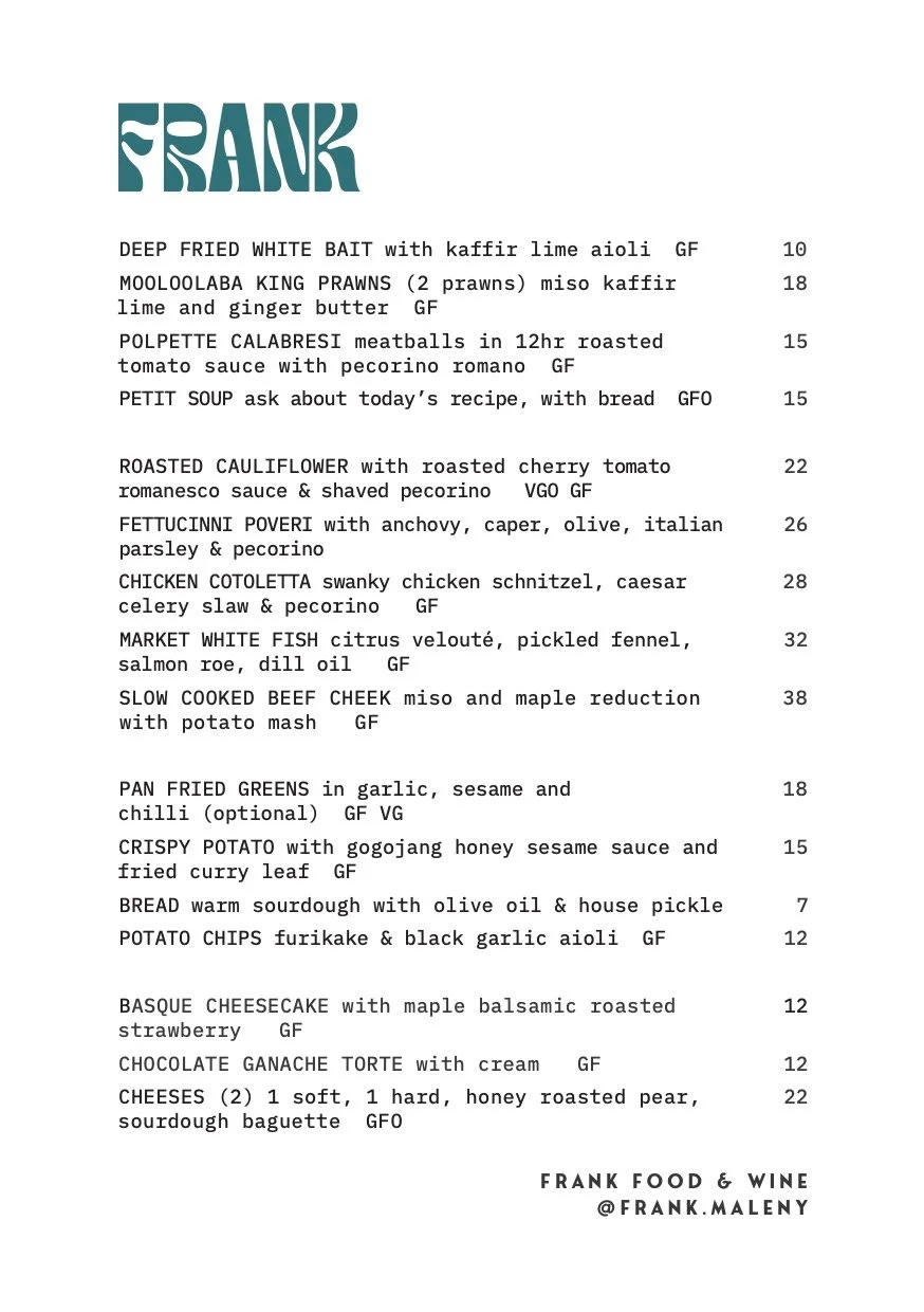 Dinner — Frank Food & Wine