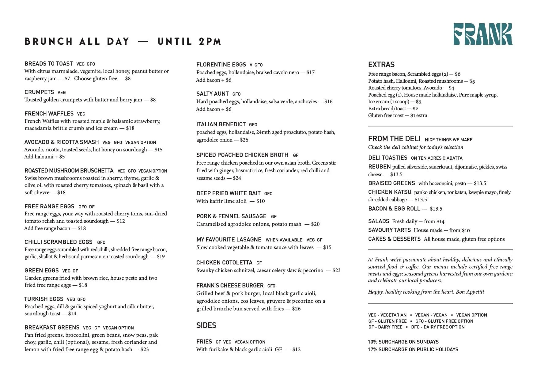 Brunch — Frank Food & Wine