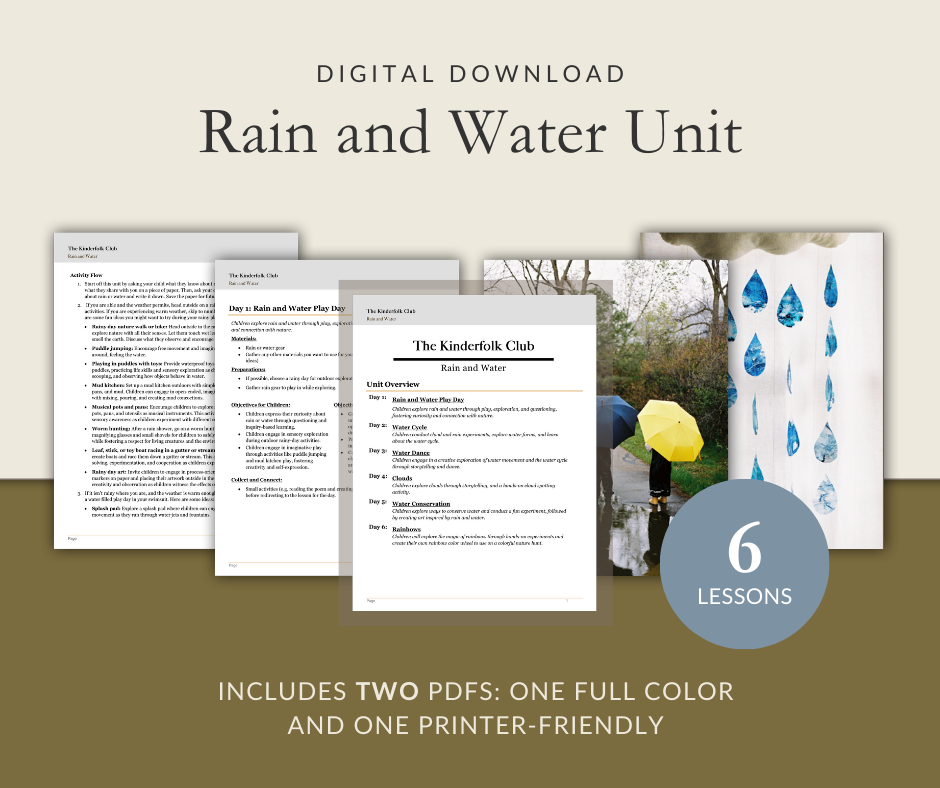 Rain and Water Unit — KINDERFOLK