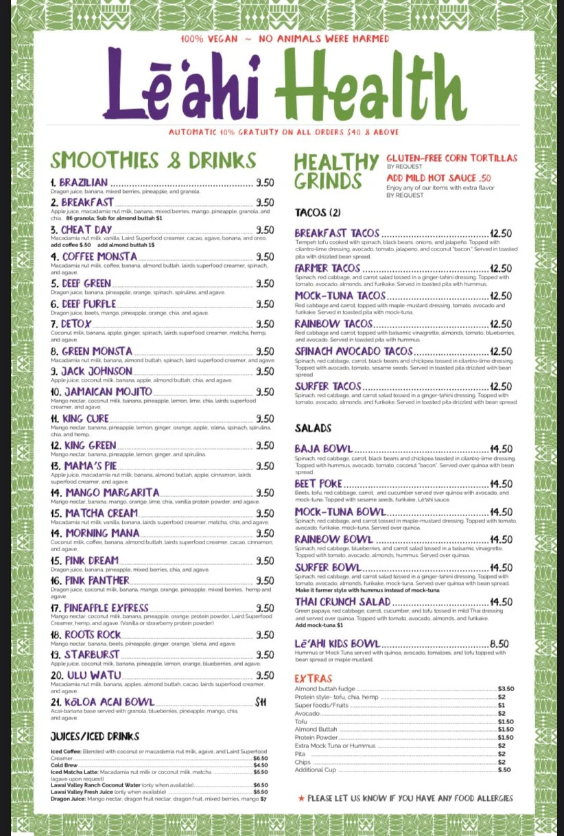 MENU — LEAHI HEALTH