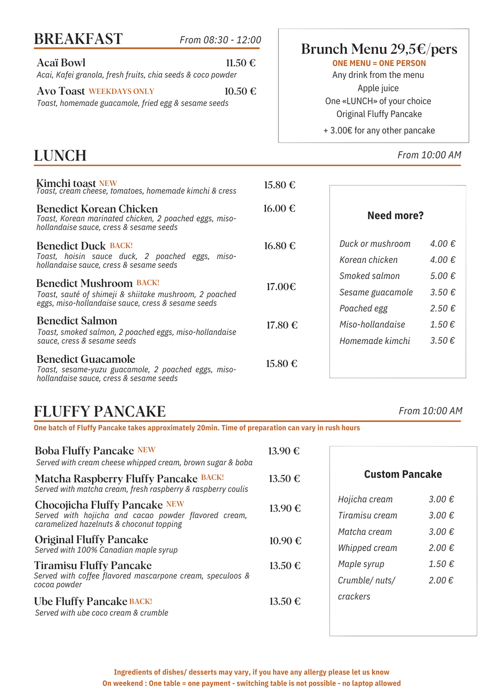 Menu Kafei Brunch — KAFEI