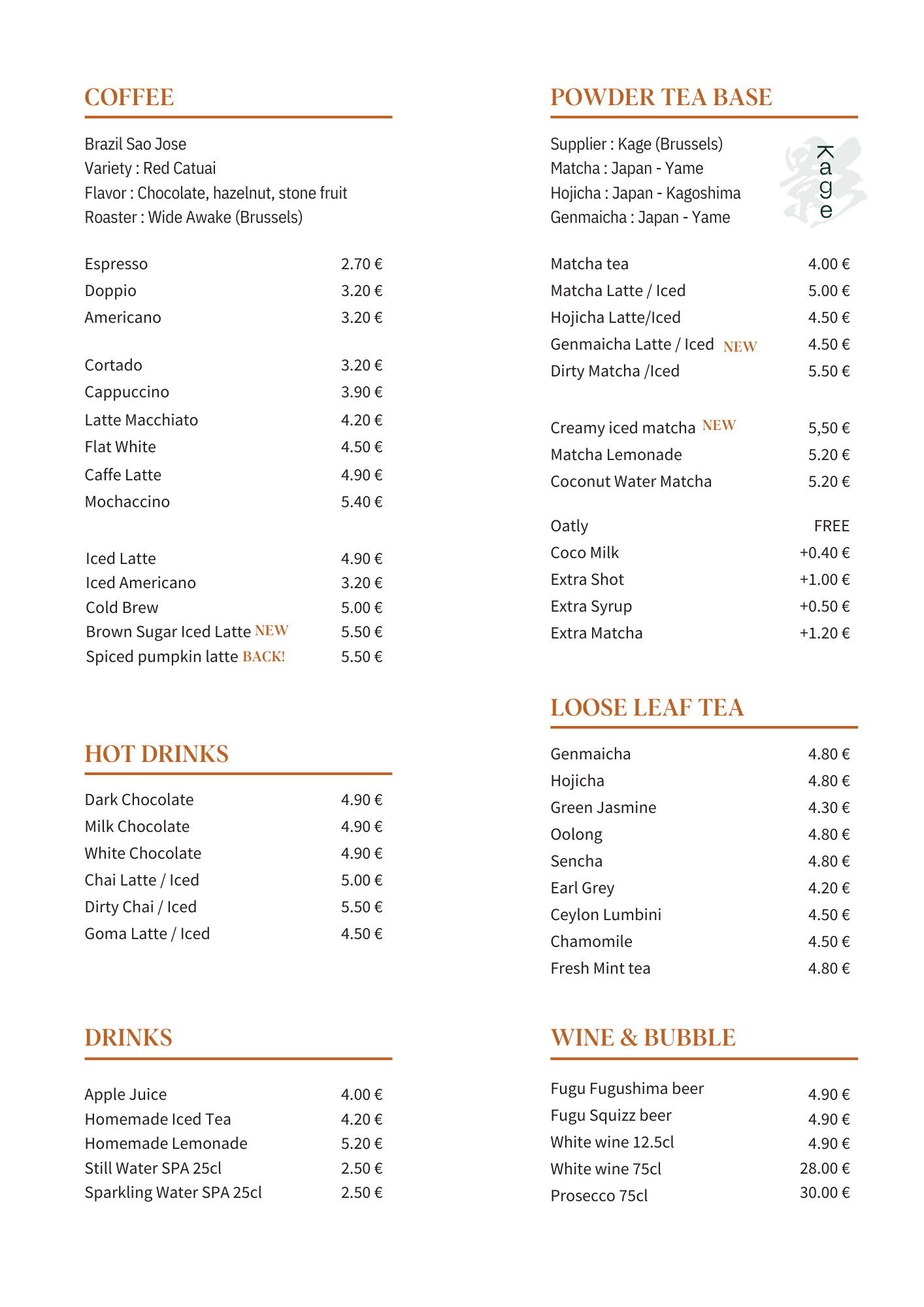 Menu Kafei Brunch — KAFEI