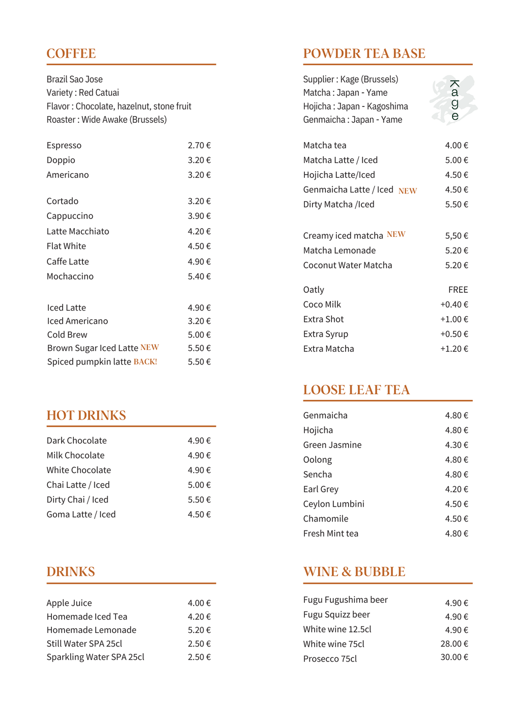 Menu Kafei Brunch — KAFEI